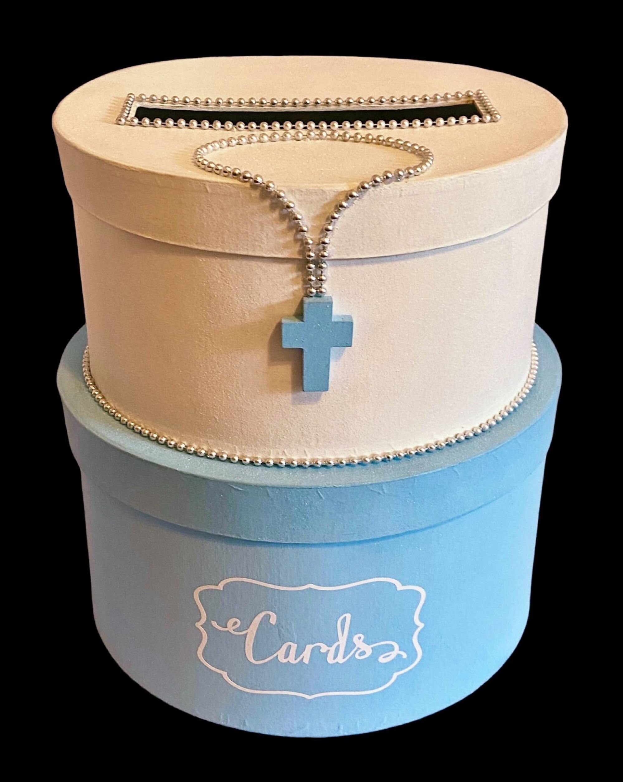 Baptism / First Holy Communion Card Box Blue & White - Etsy