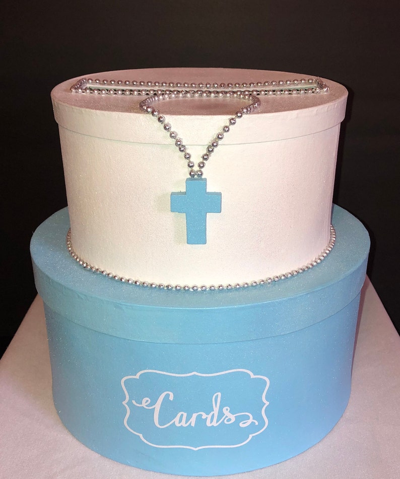 Baptism / First Holy Communion Card Box Blue & White - Etsy