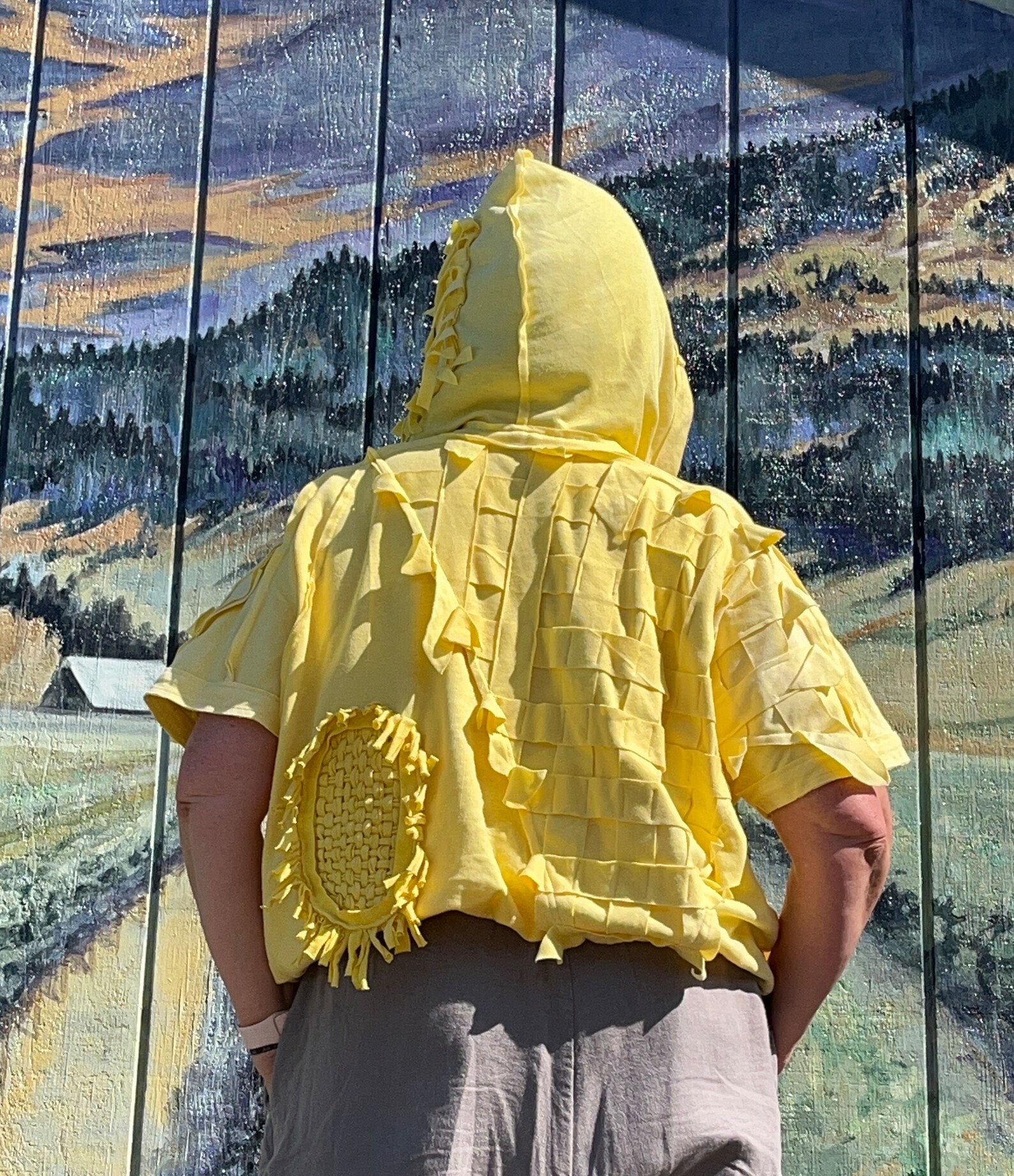 Recycled Top Summer Hoodie Turmeric Dyed Yellow T-shirt Raw Edges ...