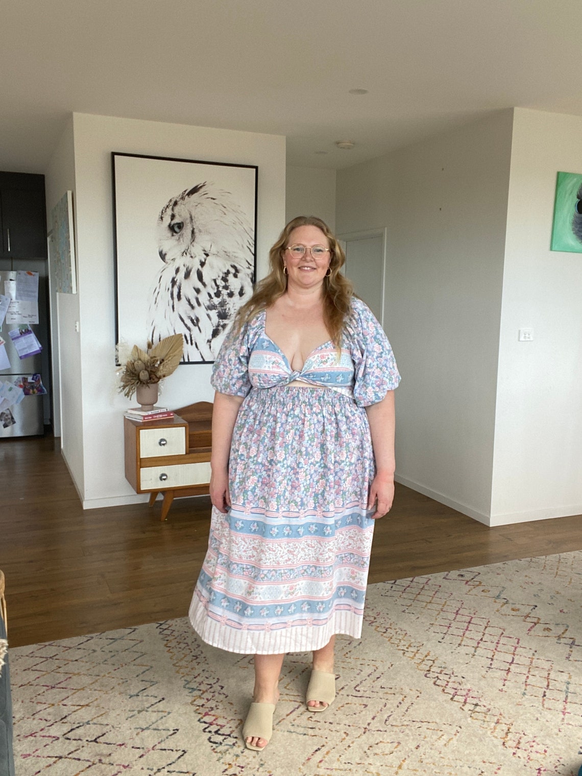 Plus Size Womens Size 22 Midi Dress, Up-cycled From Vintage Fabric ...