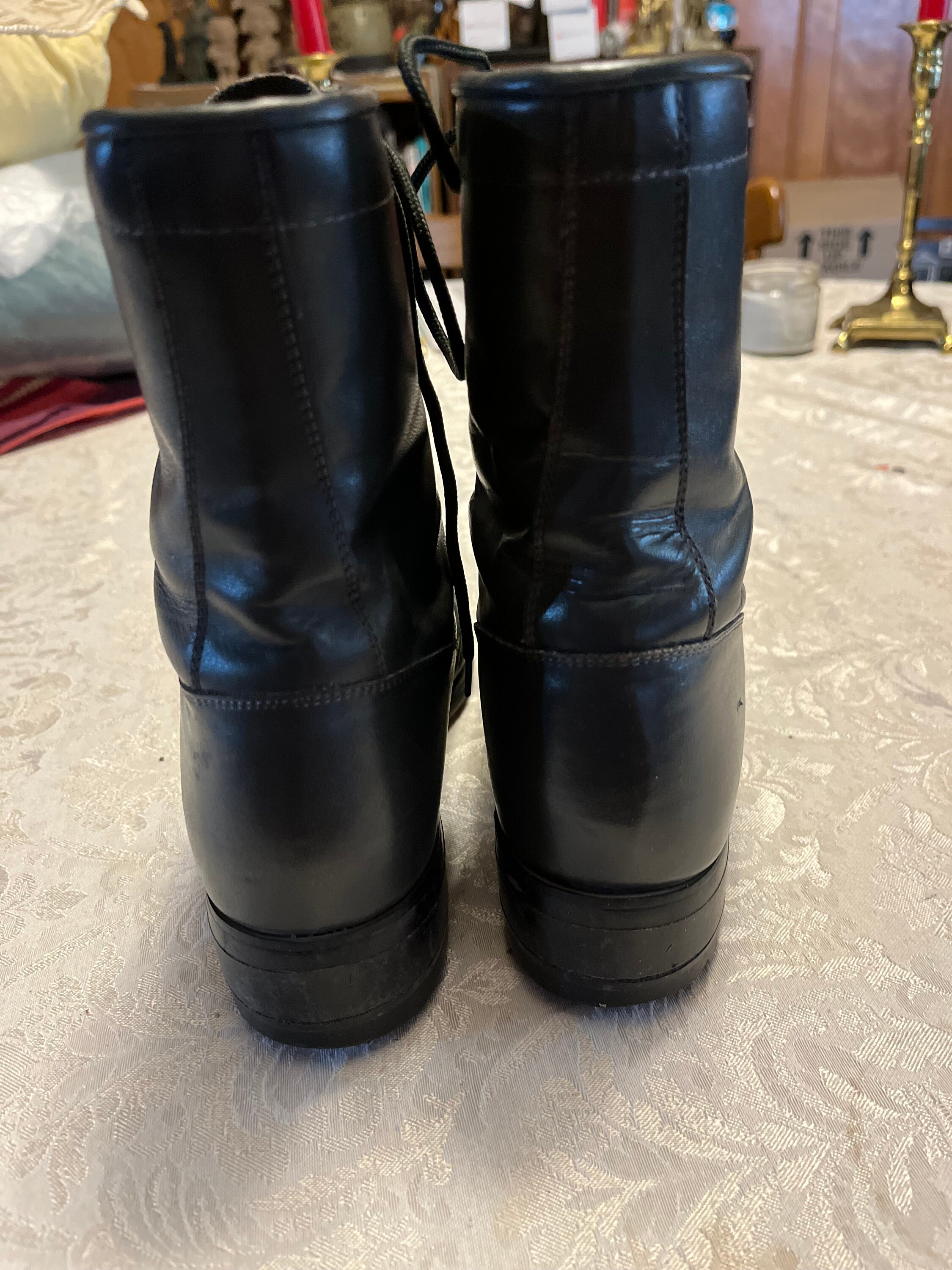 Justin Roper Lace up Boots Dark Gray Leather Womens Size 6B Diamond J ...