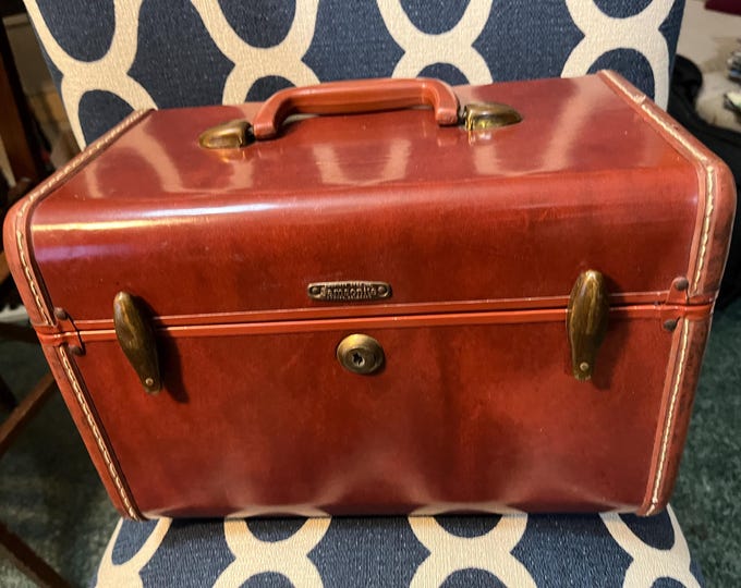 Samsonite Leather Train Case Make up Case Carry on 1960ish Shwayder ...