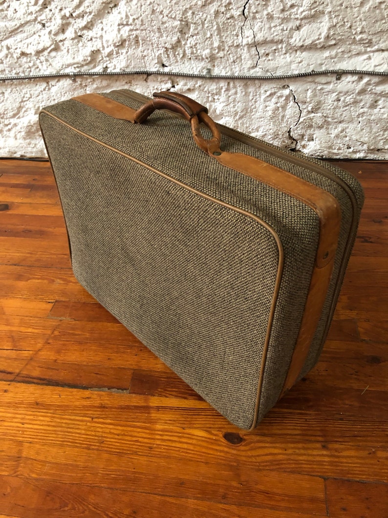 Mid Century Vintage Tweed Suitcase | Etsy