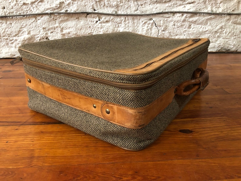 Mid Century Vintage Tweed Suitcase | Etsy