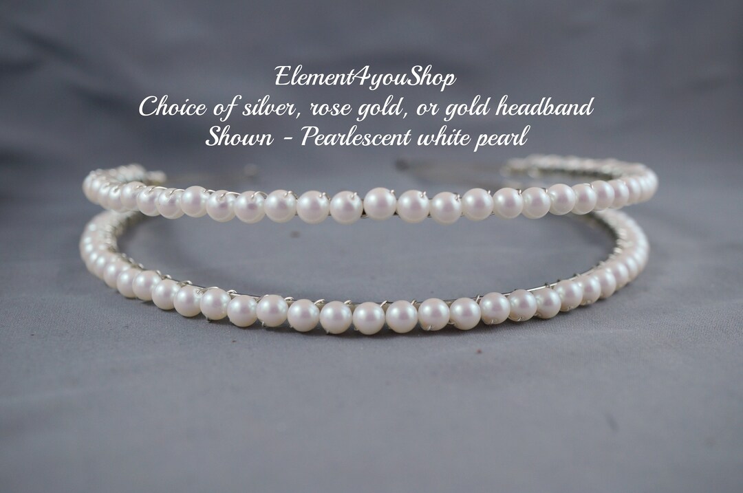Double Row Wedding Pearl Headband | Two Row Bridal Headpiece | Ivory ...