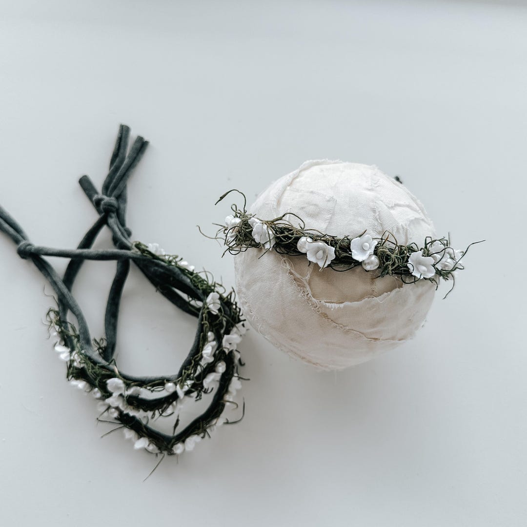Daisy & Moss Halo - Newborn Photography Prop Floral Halo Headbands - Etsy