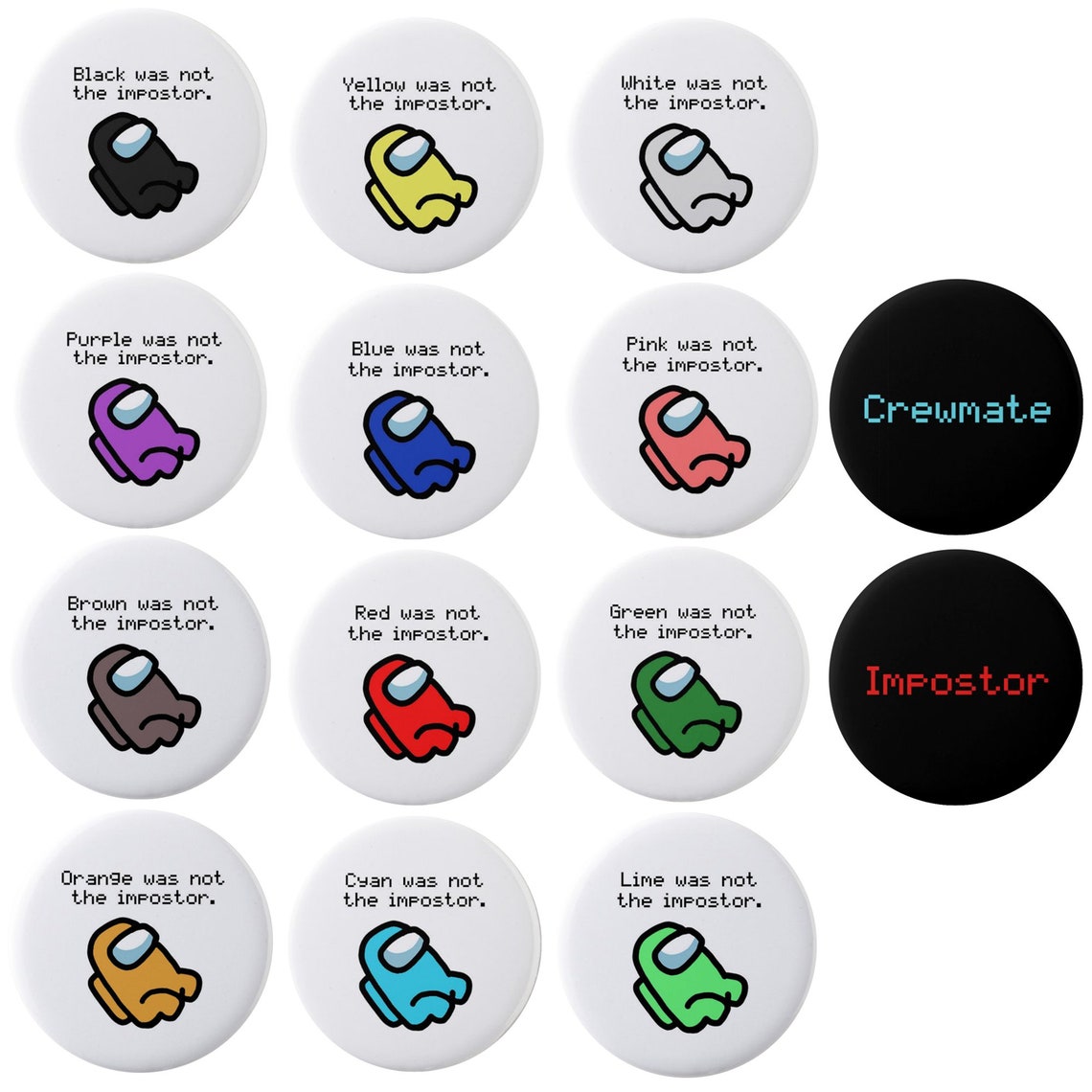 Among Us Impostor/Crewmate Button or Magnet | Etsy