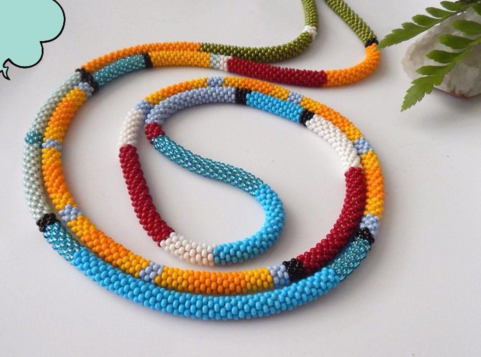 Beaded Rope-beaded Crochet Rope Srochet Necklace Colorful Necklace ...
