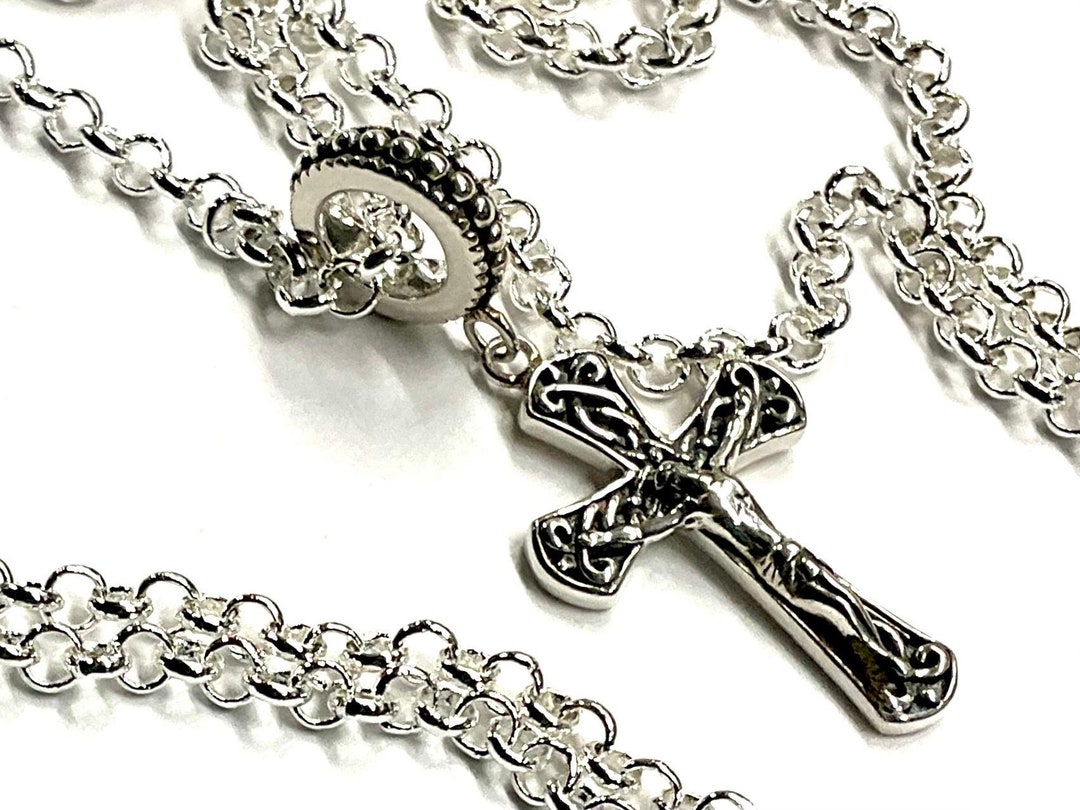Very Small Solid Sterling Silver Cross Necklace Celtic Viking Vine ...