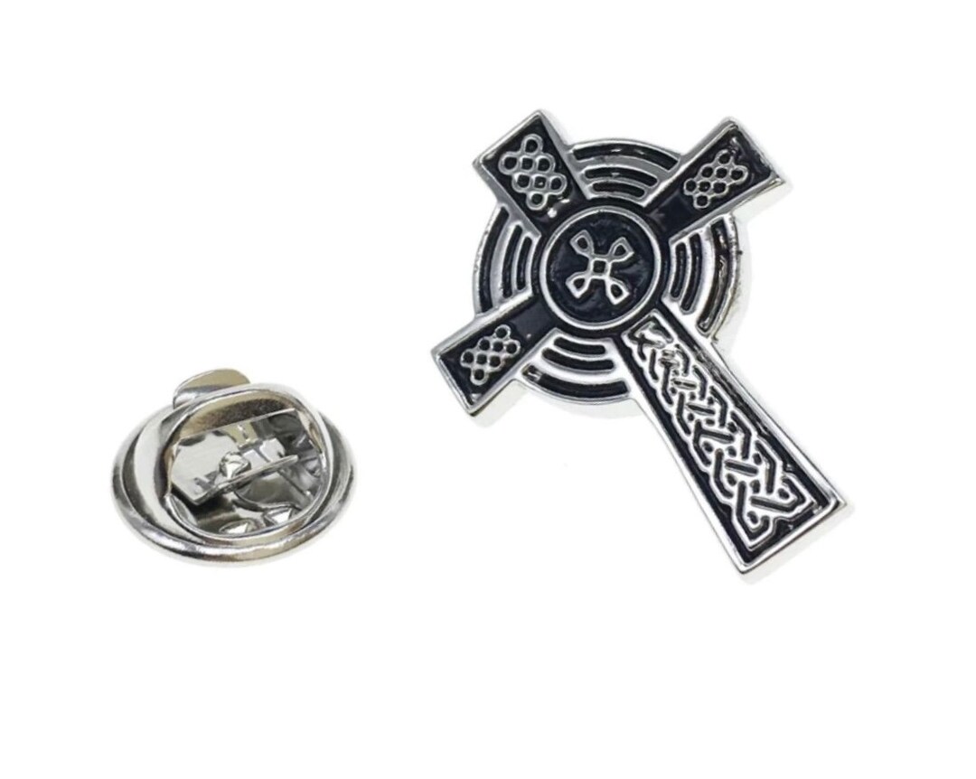 Silver Celtic Cross Lapel Pin Viking Sweater Brooch Scottish - Etsy
