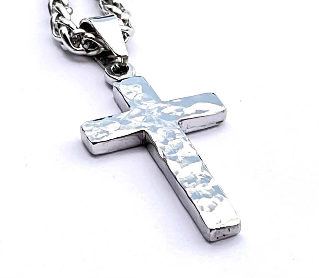 Silver Cross Necklace Hand Cut and Hand Hammered Handmade Custom ...