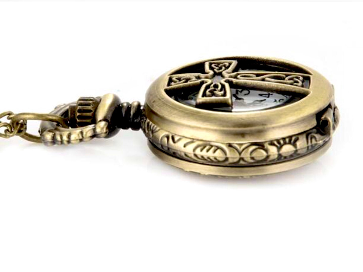 Bronze Celtic Cross Irish Pendant Pocket Watch Crucifix Pop | Etsy