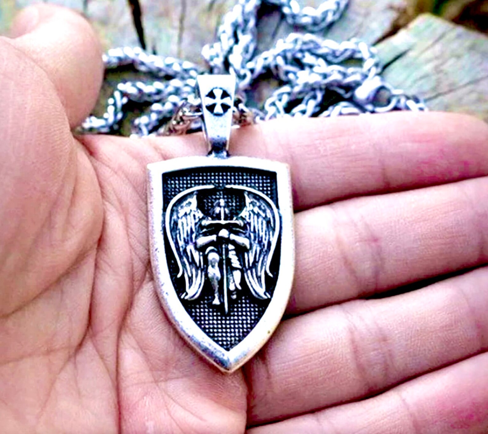 Vintage Winged Angel Saint Michael Protect Us Shield Silver St | Etsy