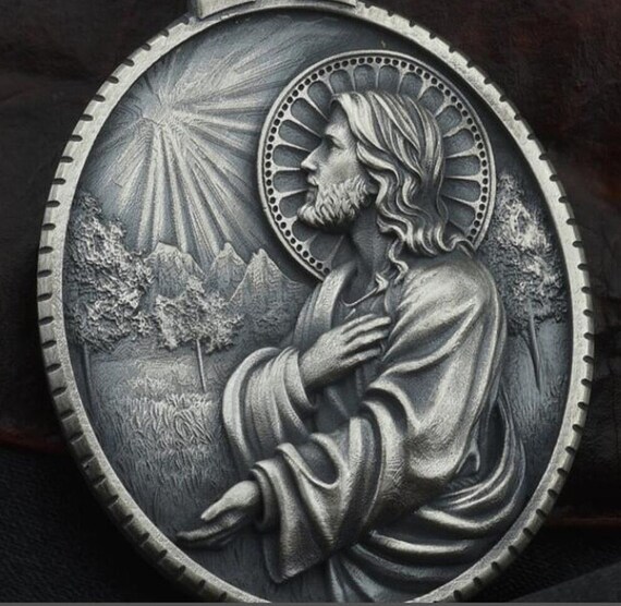 Gorgeous Jesus Medallion of Last Prayer and Ascension Into | Etsy