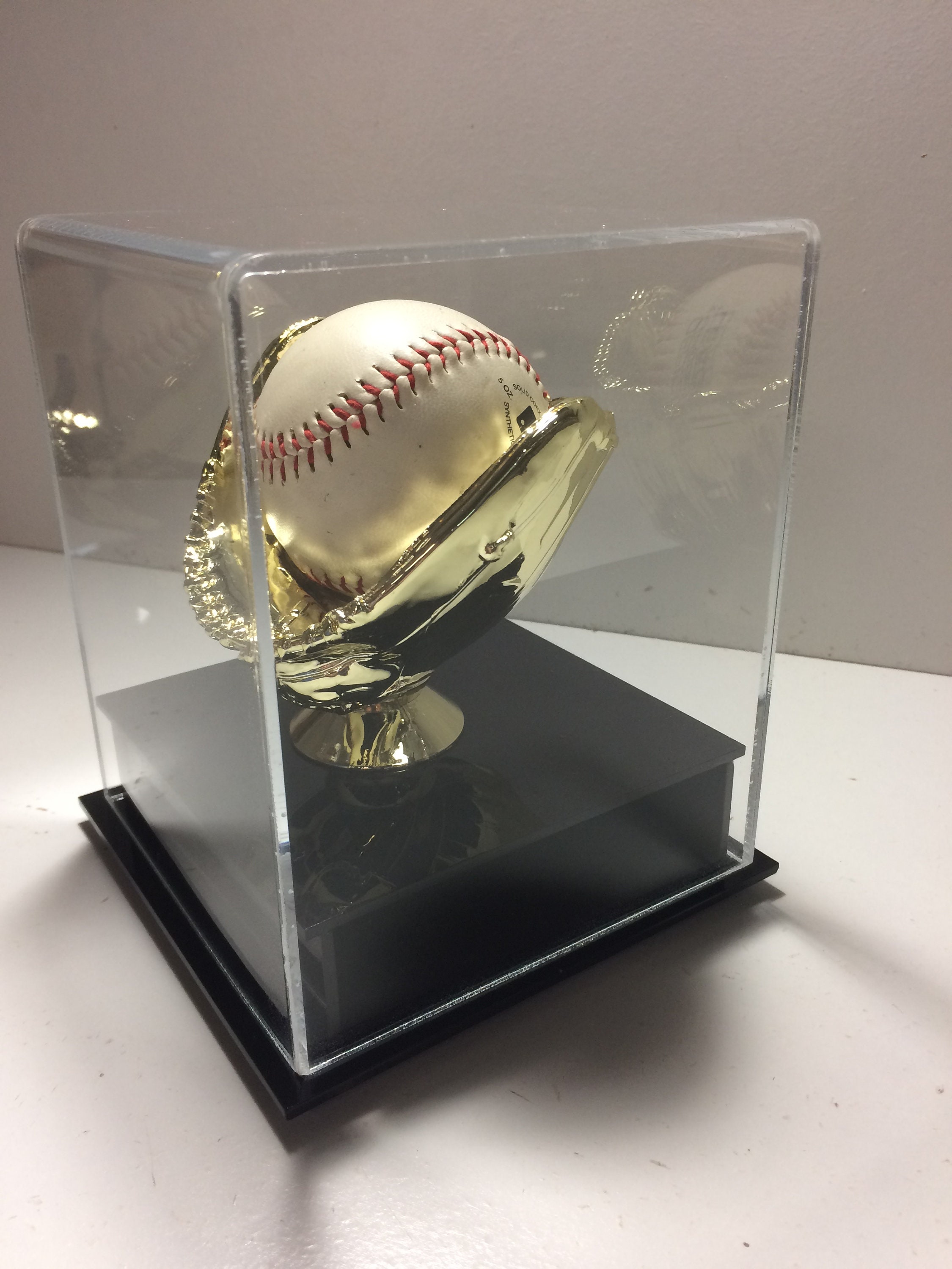 Single Baseball display case with gold glove and black base | Etsy