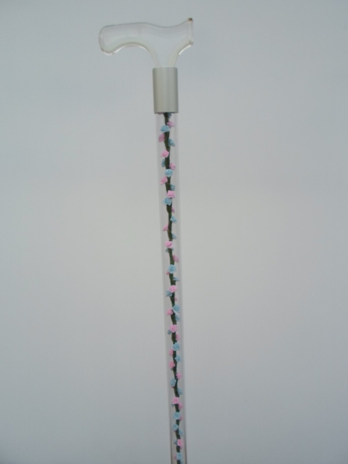 Elegant Designer Walking Cane With Pink & Blue Silk Roses. - Etsy