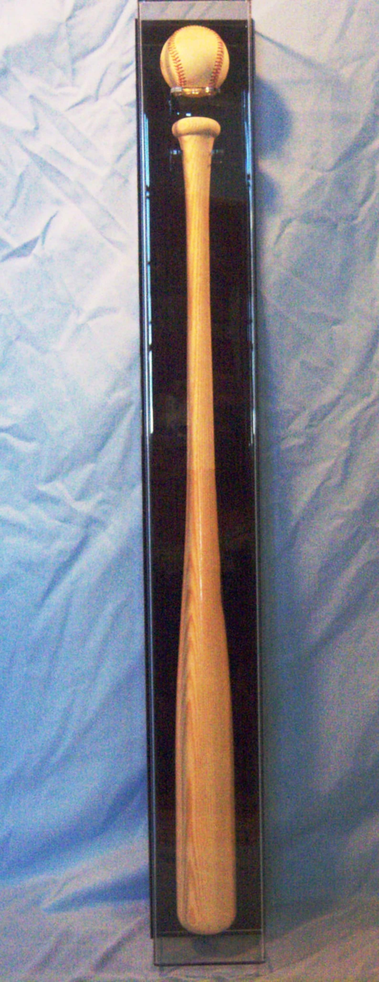 Baseball Bat Display Case Vertical Wall Mount W/ Single Ball Holder 85% ...