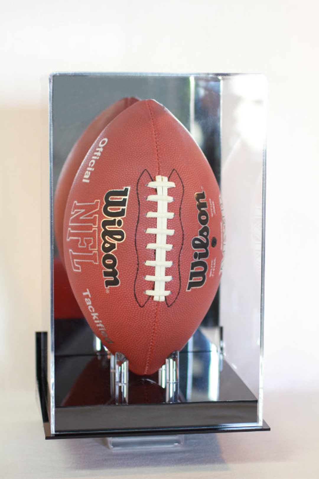 Football Display Case Vertical Wall Mount Mirror Back Full Size 85% UV ...