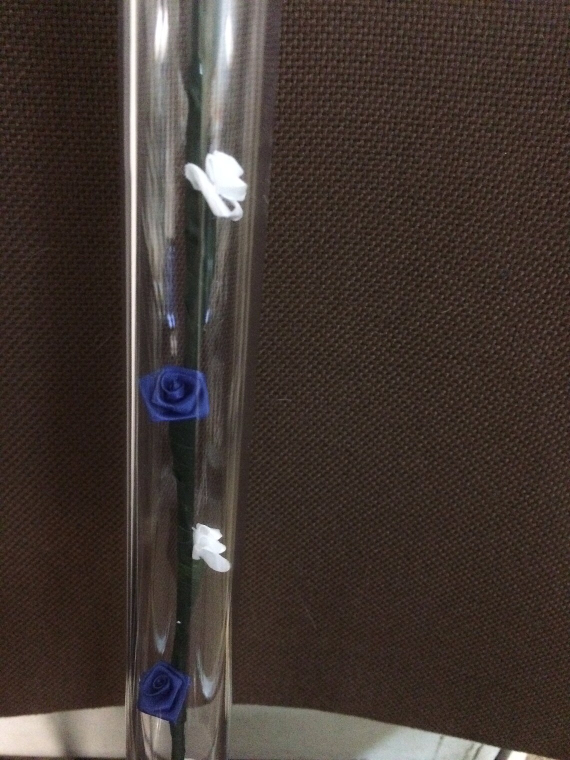 Elegant Designer Walking Cane Lucite Handle White and Blue Silk Flowers ...