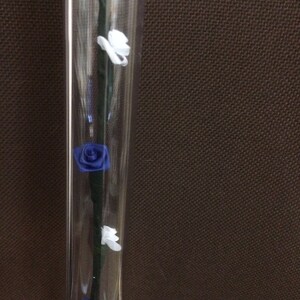 Elegant Designer Walking Cane Lucite Handle White and Blue Silk Flowers ...