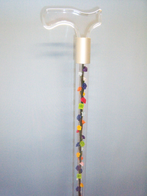 Elegant Designer Walking Cane With Colorful Silk Roses. Hollow - Etsy