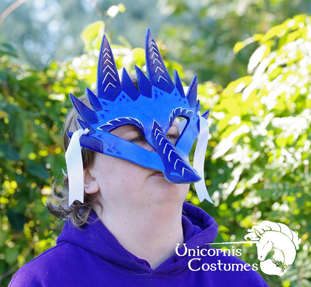 Blue and Silver Dragon Masquerade Mask - Etsy