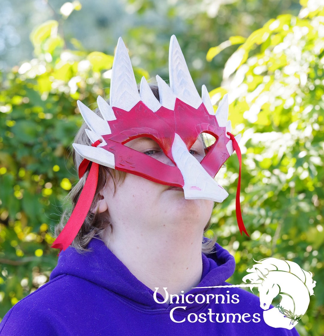 Red and White Dragon Masquerade Mask - Etsy