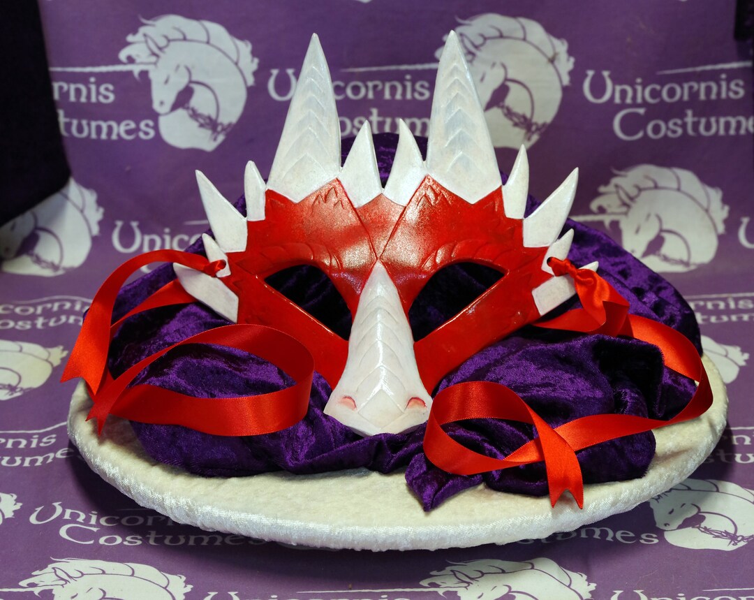 Red and White Dragon Masquerade Mask - Etsy