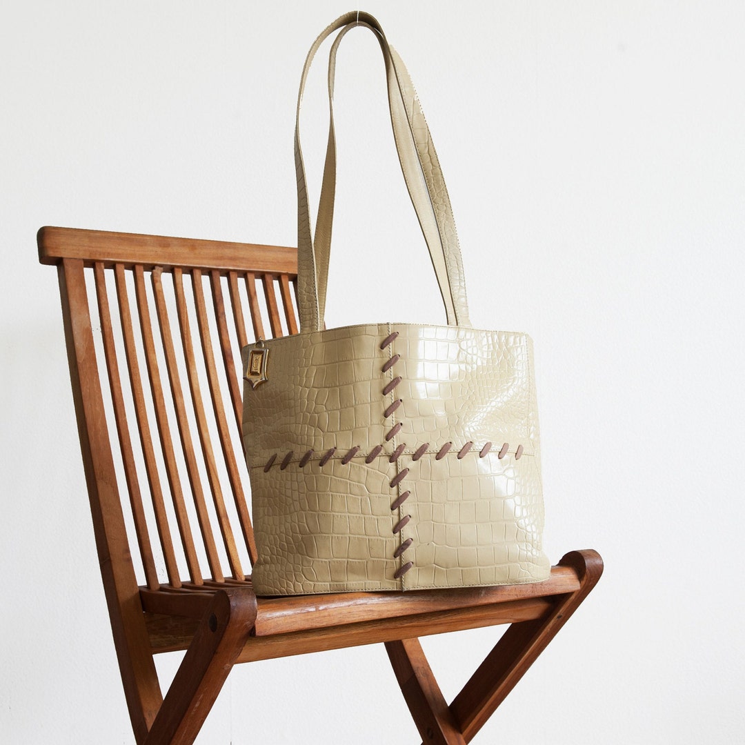 Vintage YSL Bag / Off-white Leather Bag, Designer Bag, Yves Saint ...