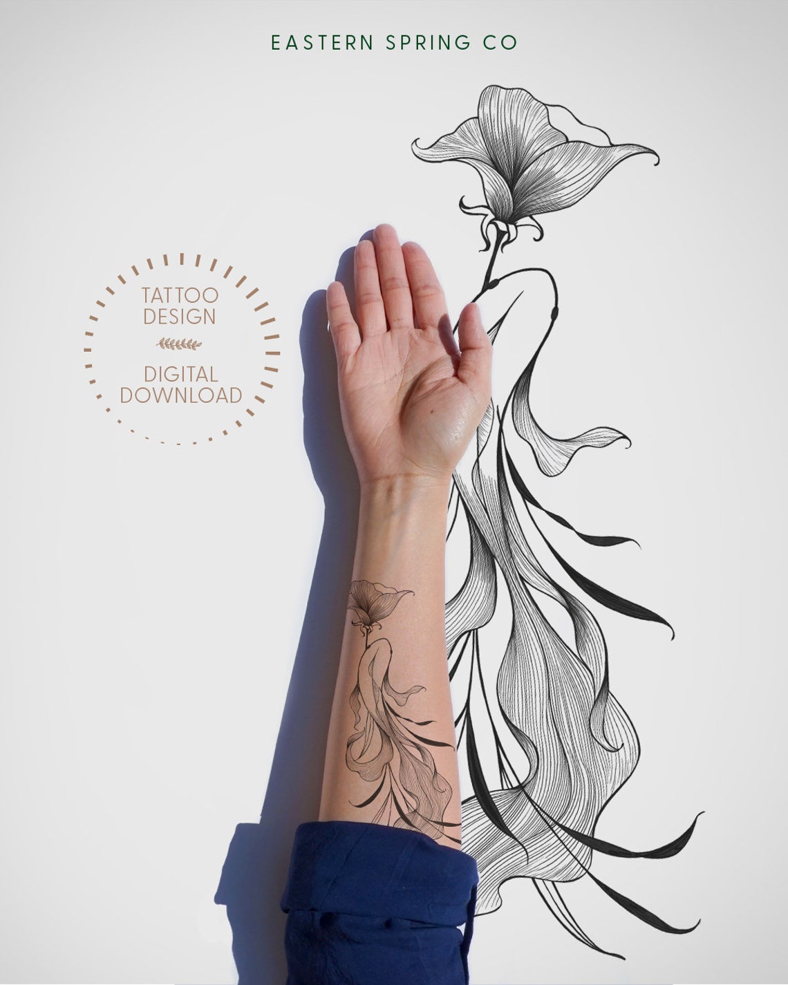 Fish & Flower Tattoo Design / Serenity Pond Tattoo Design / Feminine ...