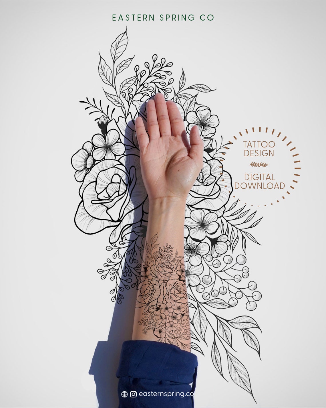 The Secret Garden Tattoo Design / Spring Tattoo Design / Flowers Garden ...