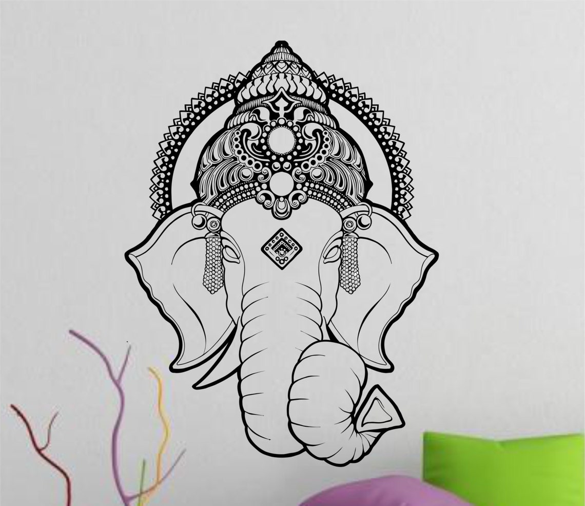 Elephant Wall Decal Ganesh Vinyl Sticker Decals Art Wall Decal Indian ...