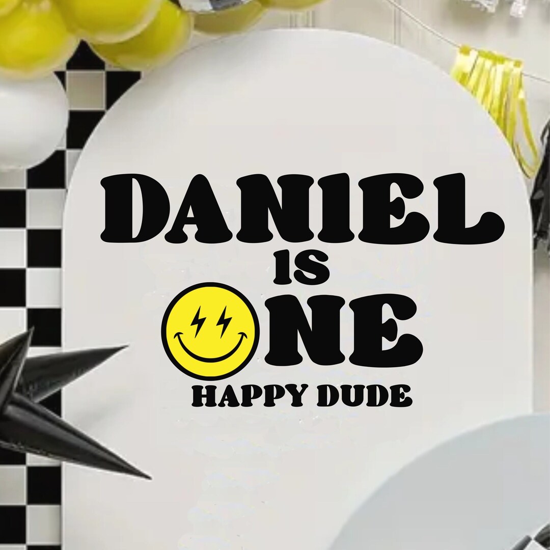 Happy Dude First Birthday Party Decal - Custom Name - Etsy