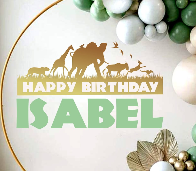Happy Birthday Decal Safari Birthday Party Backdrop Happy - Etsy