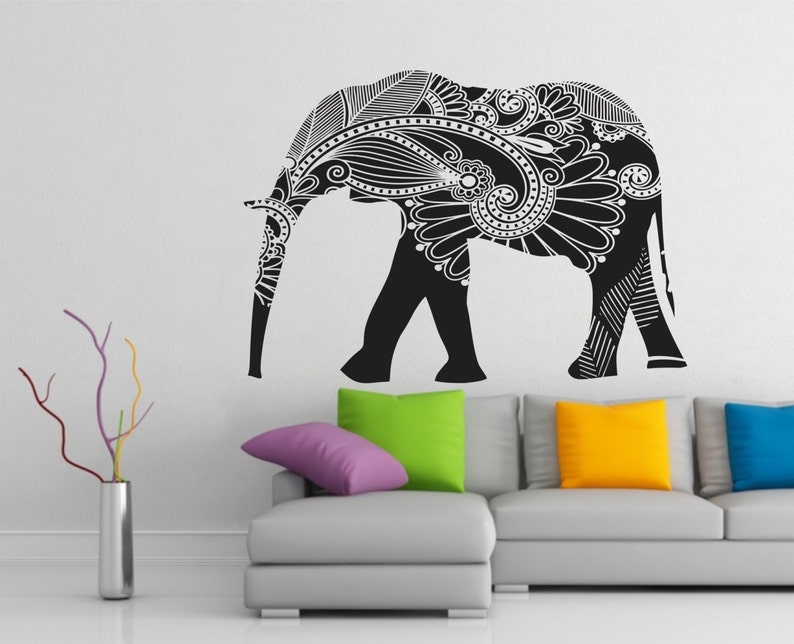 Elephant Wall Decal Stickers- Elephant Yoga Wall Decals Indie Wall Art ...