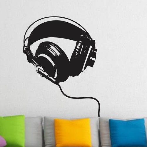 Headphones Wall Decal Music Vinyl Decal Sticker Murals - Etsy
