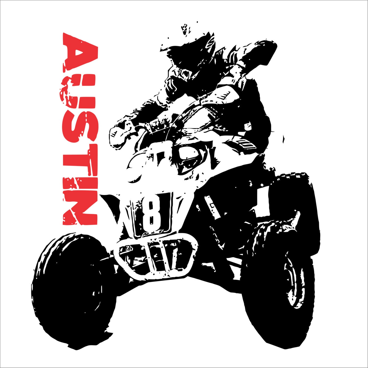 ATV Rider Wall Decal QUAD Wall Decal ATV Vinyl Sticker Decal 4 Wheeler ...