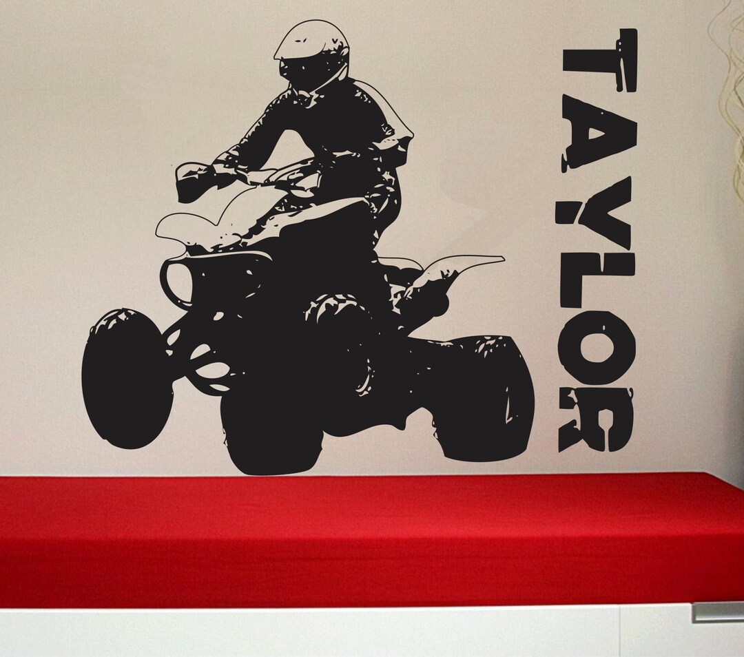 ATV Rider Wall Decal QUAD Wall Decal ATV Vinyl Sticker Decal 4 Wheeler ...