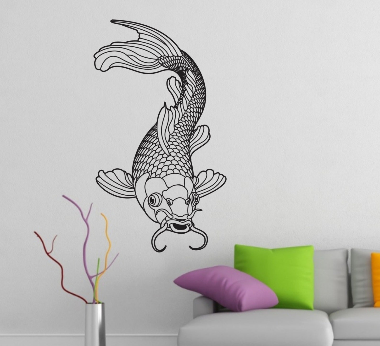 Koi Wall Decal Vinyl Sticker Decals Art Decor Tattoo Inspired Japanese ...