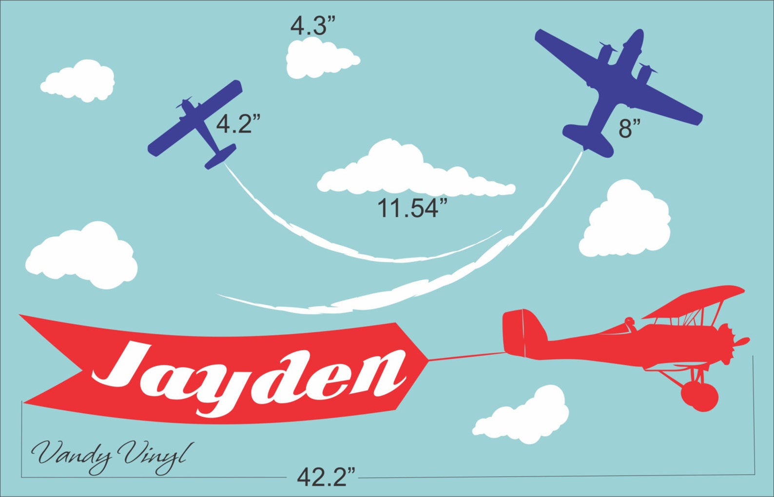 AIRPLANE DECAL Airplane Name Decal Wall Decal Vinyl Sticker | Etsy