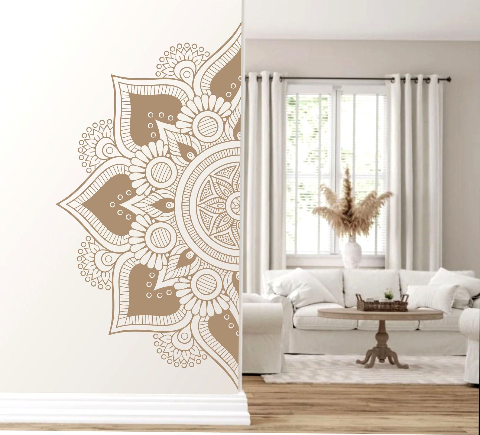 Half Mandala Wall Decal Sticker Half Mandala Yoga Om Namaste - Etsy