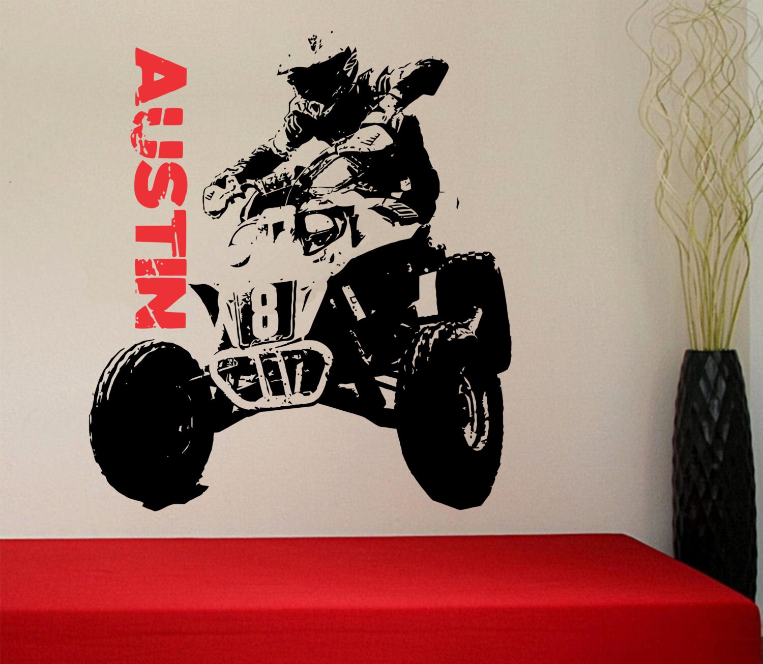 ATV Rider Wall Decal QUAD Wall Decal ATV Vinyl Sticker Decal 4 Wheeler ...