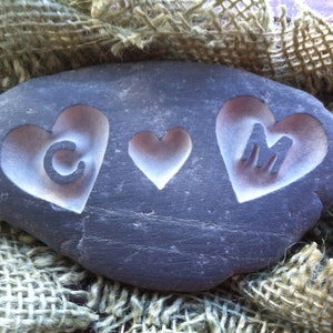 Love PEBBLE With Initials Carved Into the Hearts! the Perfect Little ...