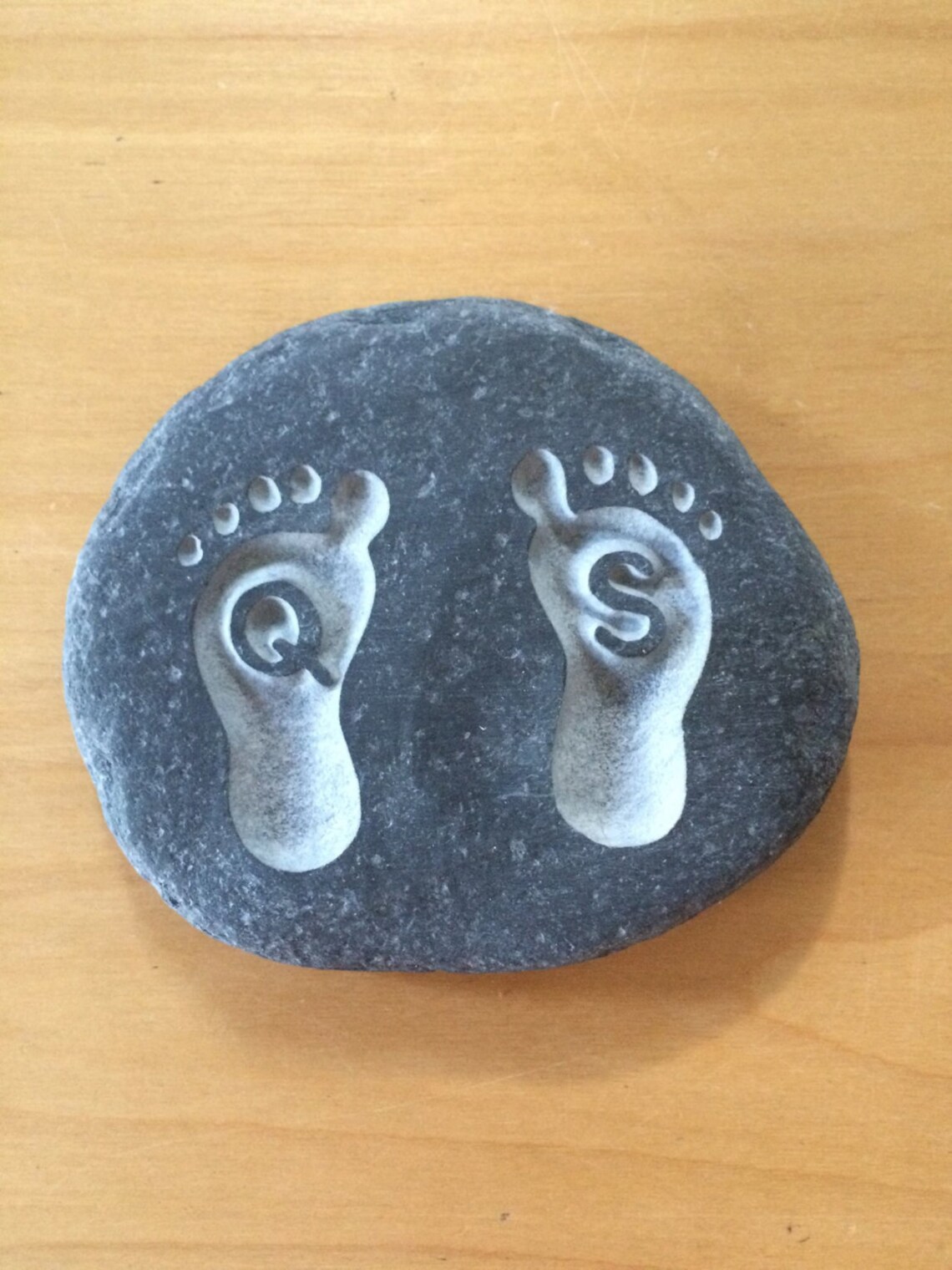 Baby Footprints in a Little Pebble Hand Carved and | Etsy