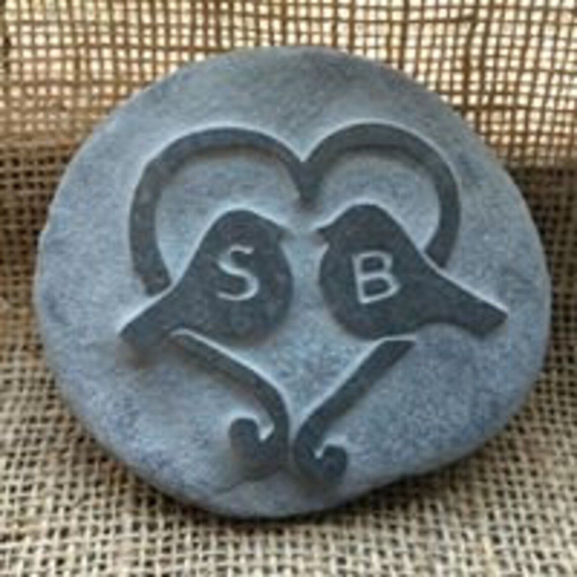 Love pebble with 2 love birds in a heart bespoke personalised | Etsy