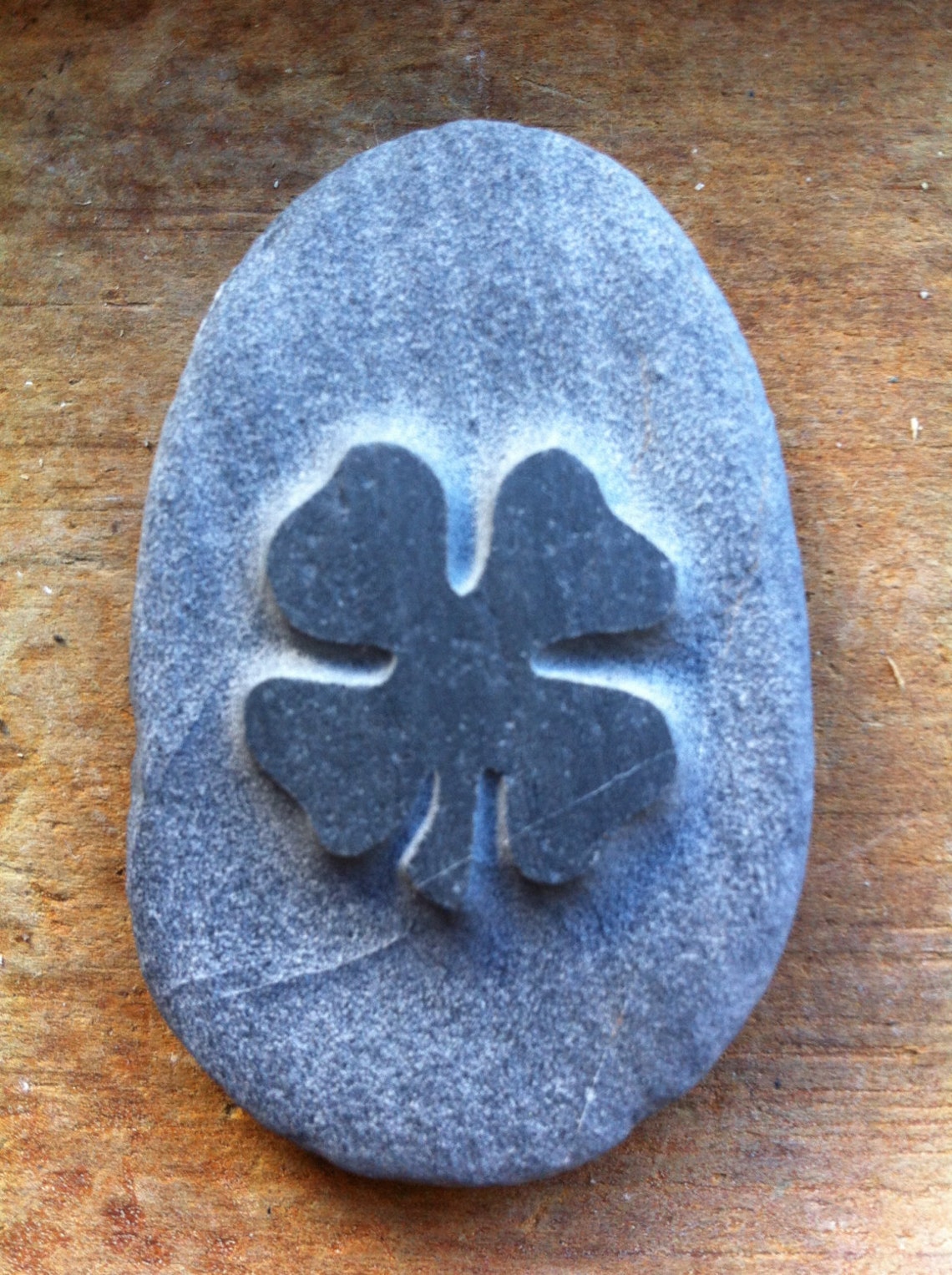 Lucky Pebble Hand Carved 4 Leaf Clover Perfectly Pocket - Etsy