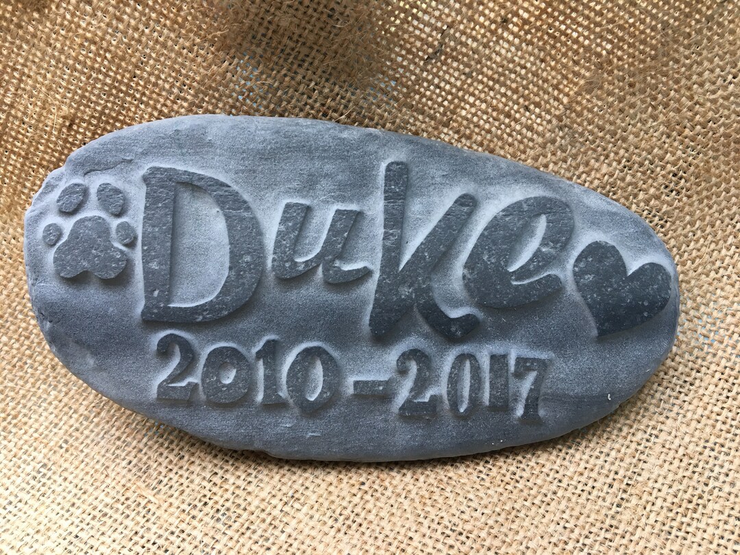 Hand Carved Memory Stone With the Name of Your Furry Friend, Plus a ...