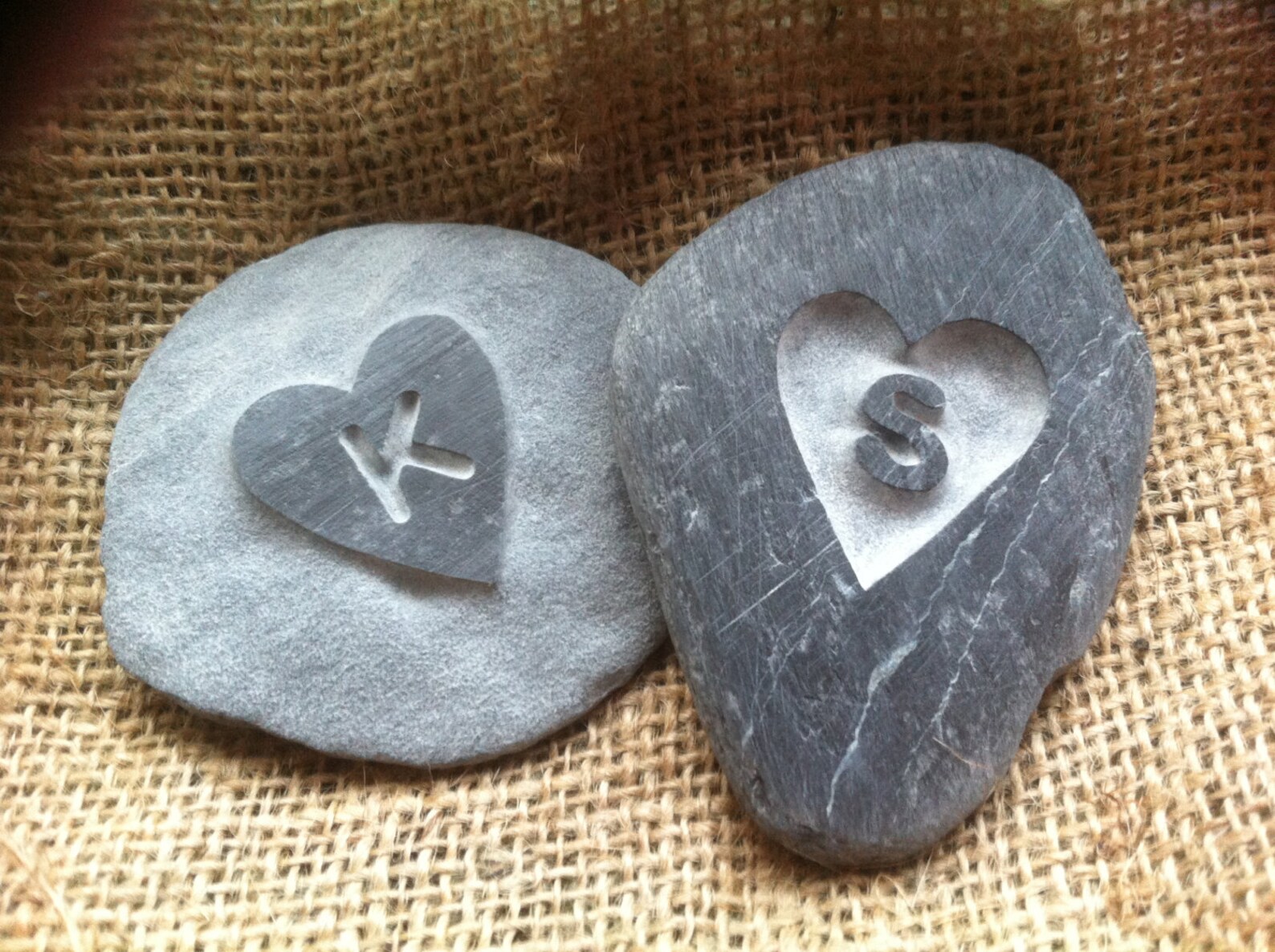 Hand Carved LOVE Pebble With an Initial Carved Out of the - Etsy