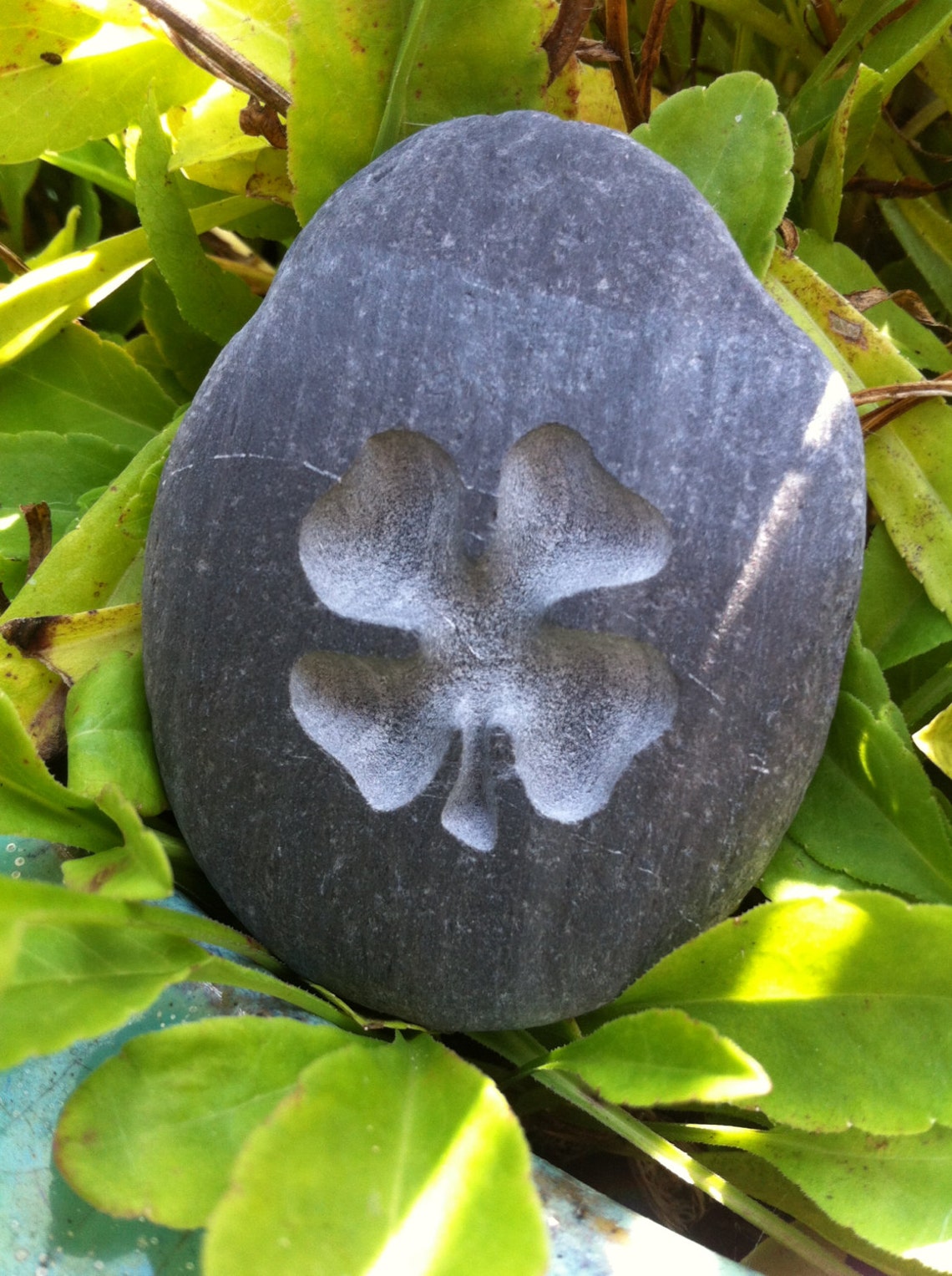 Lucky Pebble Hand Carved 4 Leaf Clover Perfectly Pocket - Etsy