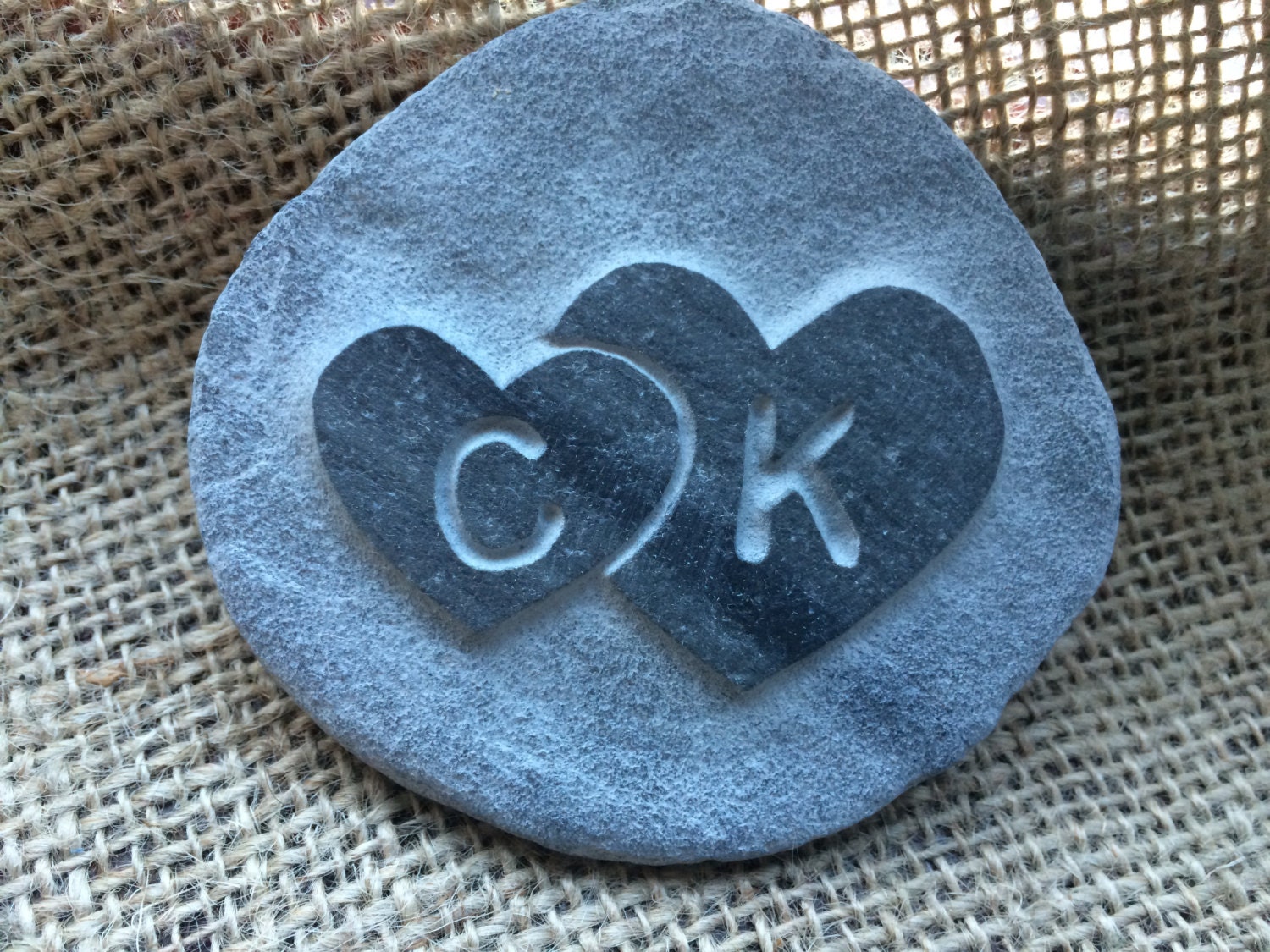 Hand Carved LOVE Pebble With an Initial Carved Out of the | Etsy